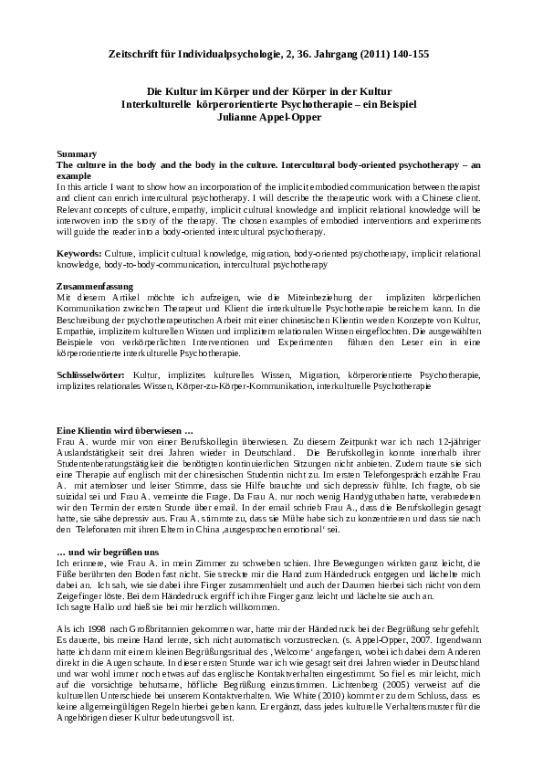 (PDF) Die Kultur im Körper und der Körper in der Kultur