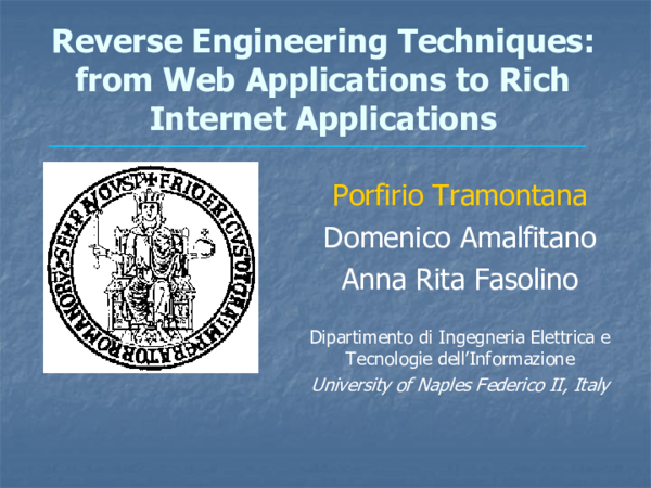(PDF) Reverse engineering techniques: From web applications to rich Internet applications