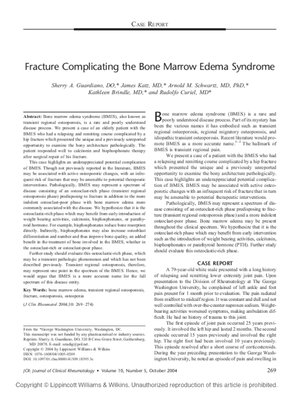(PDF) Fracture Complicating the Bone Marrow Edema Syndrome