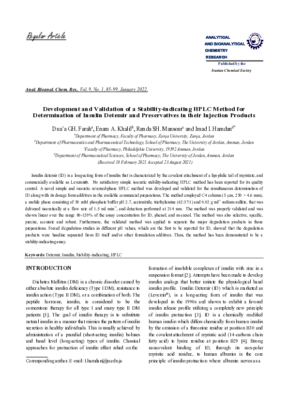 (PDF) Development and Validation of a Stability-indicating HPLC Method for Determination of ...