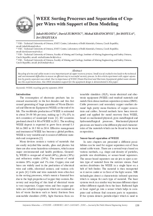 (PDF) WEEE sorting processes and separation of copper wires with ...