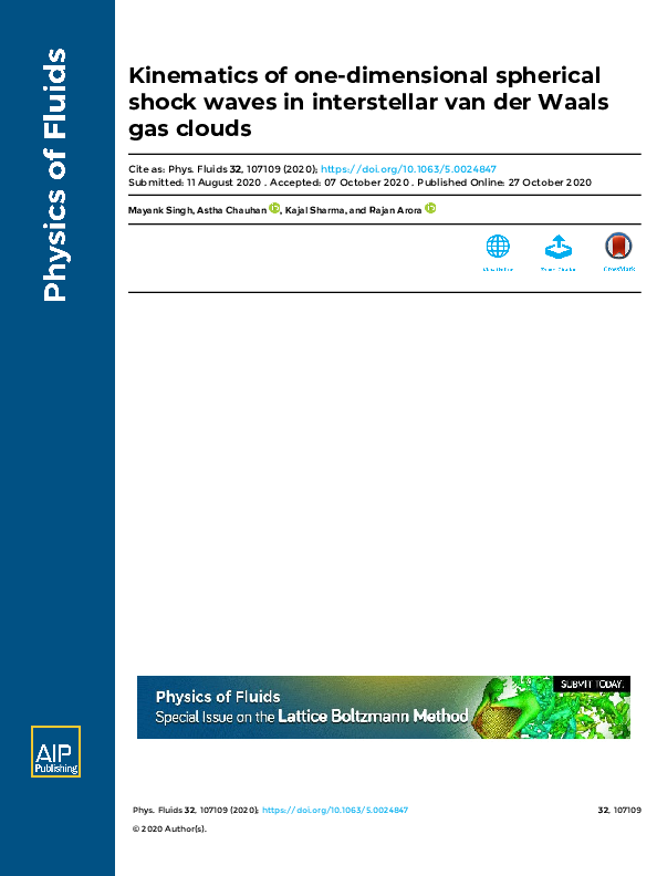 (PDF) Kinematics of one-dimensional spherical shock waves in ...