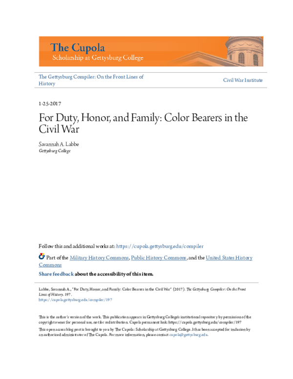 (PDF) For Duty, Honor, and Family: Color Bearers in the Civil War