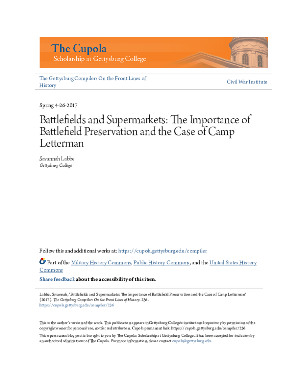 (PDF) Battlefields and Supermarkets: The Importance of Battlefield ...