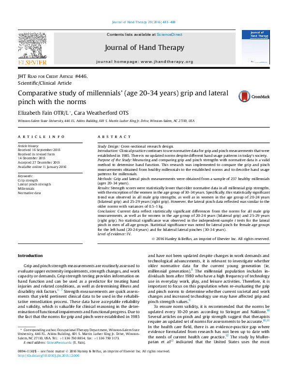 (PDF) Comparative study of millennials' (age 20-34 years) grip and ...