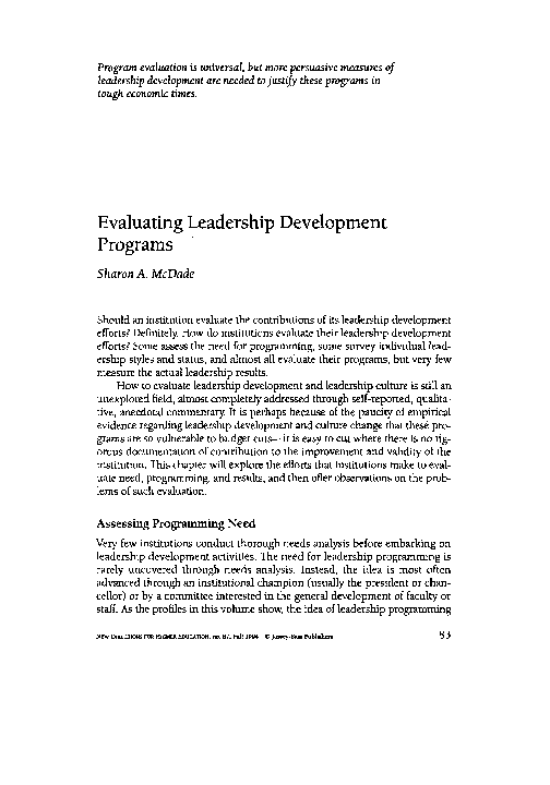 (PDF) Evaluating leadership development programs