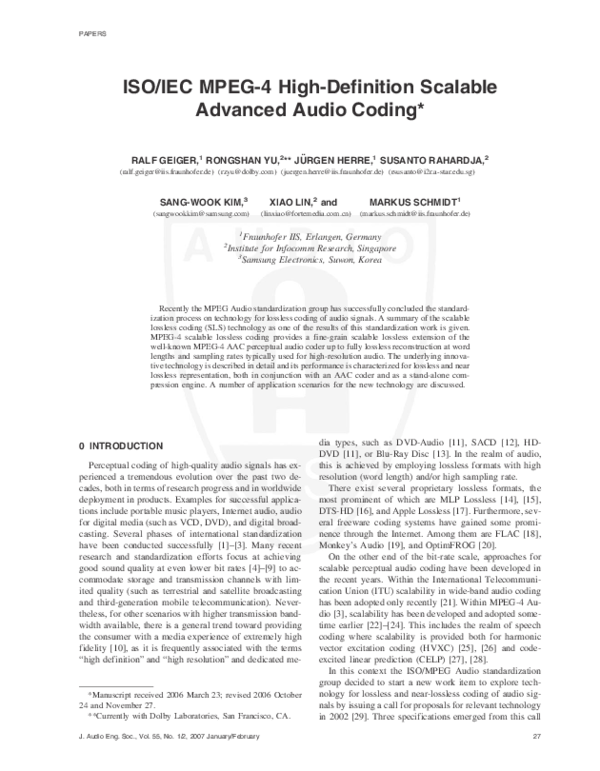 (PDF) ISO/IEC MPEG-4 high-definition scalable advanced audio coding
