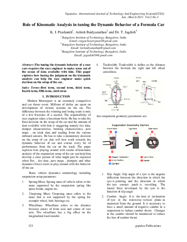 (PDF) Role of Kinematic Analysis in tuning the Dynamic Behavior of a Formula Car | Ashish ...