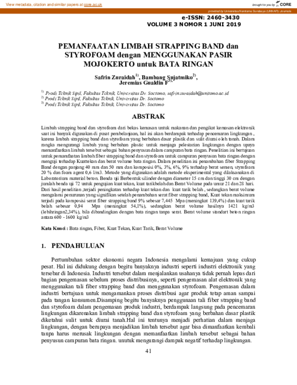 (PDF) PEMANFAATAN LIMBAH STRAPPING BAND dan STYROFOAM dengan ...
