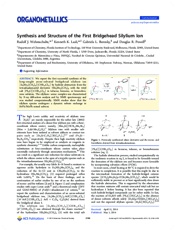 (PDF) Synthesis and Structure of the First Bridgehead Silylium Ion