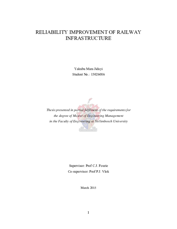 (PDF) Reliability improvement of railway infrastructure | Yakubu Jidayi - Academia.edu