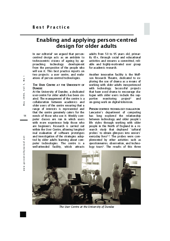 (PDF) Enabling and applying person-centred design for older adults
