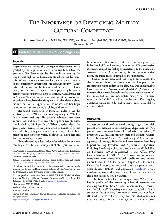 (PDF) The Importance of Developing Military Cultural Competence ...