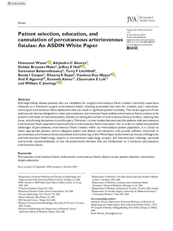 (PDF) Patient selection, education, and cannulation of percutaneous ...