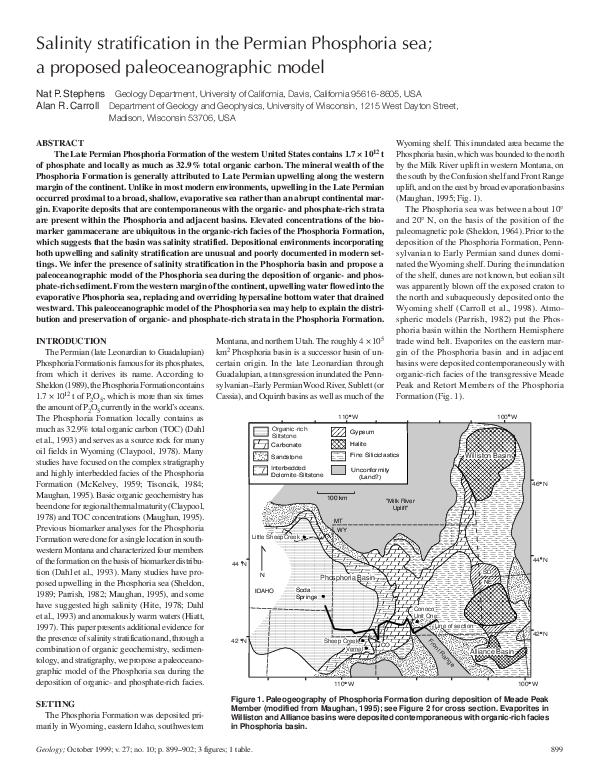 (PDF) Salinity stratification in the Permian Phosphoria sea; a proposed ...