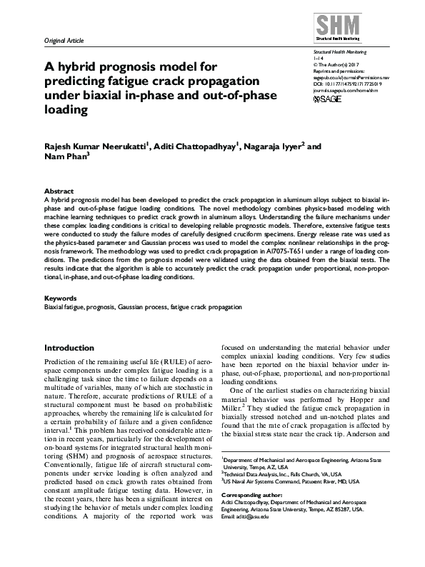 (PDF) A hybrid prognosis model for predicting fatigue crack propagation ...