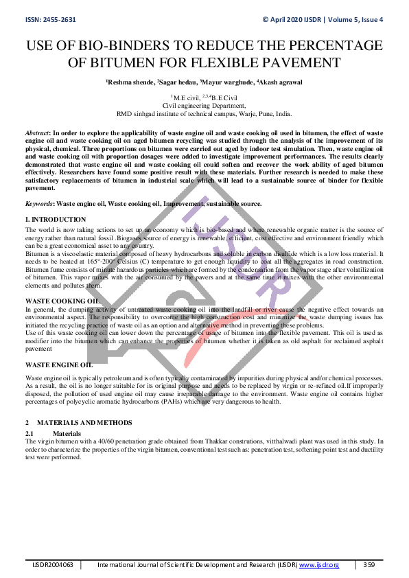 (PDF) Use of Bio-Binders to Reduce the Percentage of Bitumen for ...