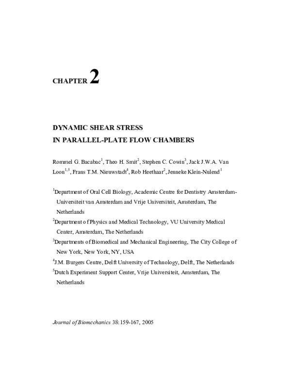 (PDF) Dynamic shear stress in parallel-plate flow chambers | Rommel ...