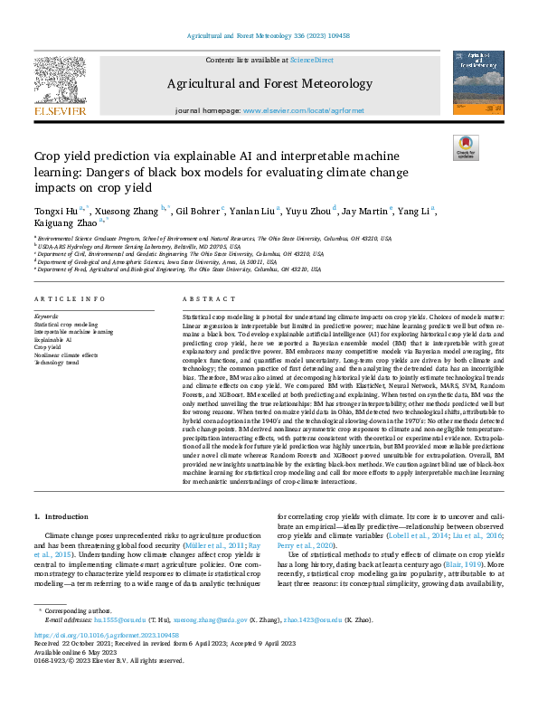 Pdf Interpretable Ai For Crop Yield Prediction