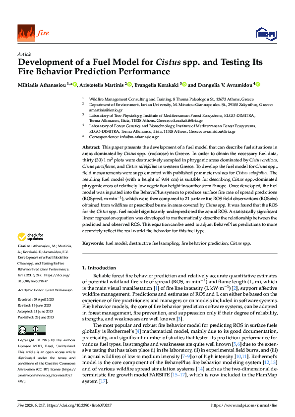 (PDF) Development of a Fuel Model for Cistus spp. and Testing Its Fire ...
