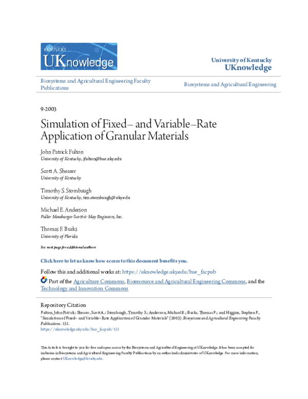 Pdf Simulation Of Fixed And Variable Rate Application Of Granular
