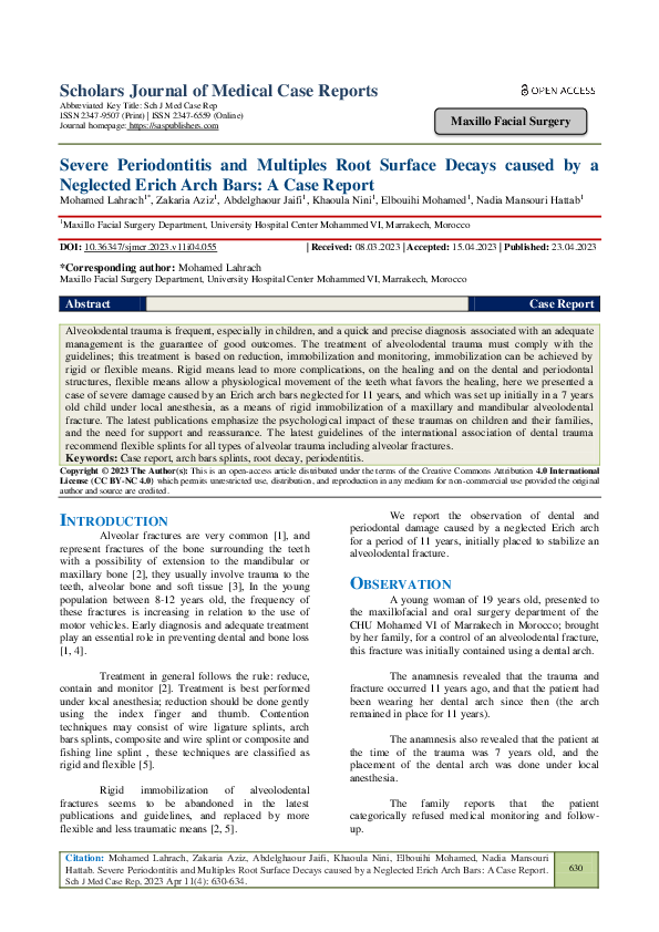 (PDF) Severe Periodontitis and Multiples Root Surface Decays caused by ...