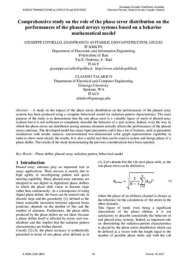 (PDF) Comprehensive study on the role of the phase error distribution on the performances of the ...