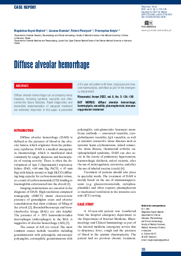(PDF) Diffuse alveolar hemorrhage