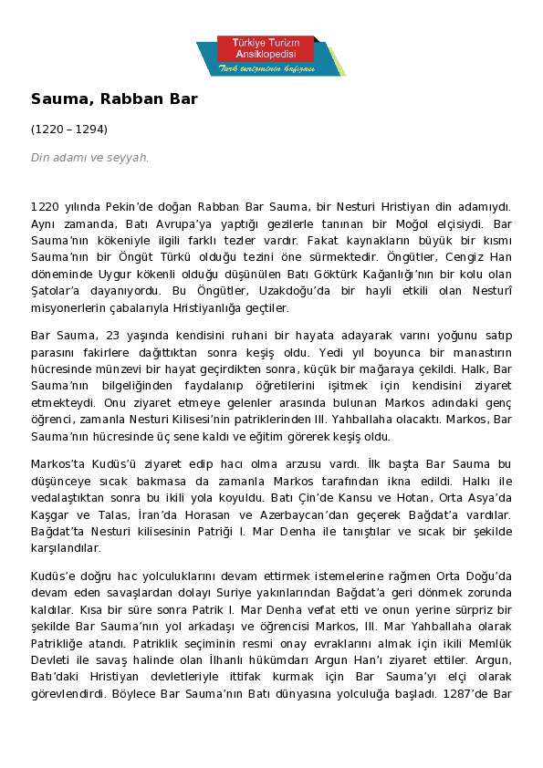 (PDF) Sauma, Rabban Bar (1220 – 1294)