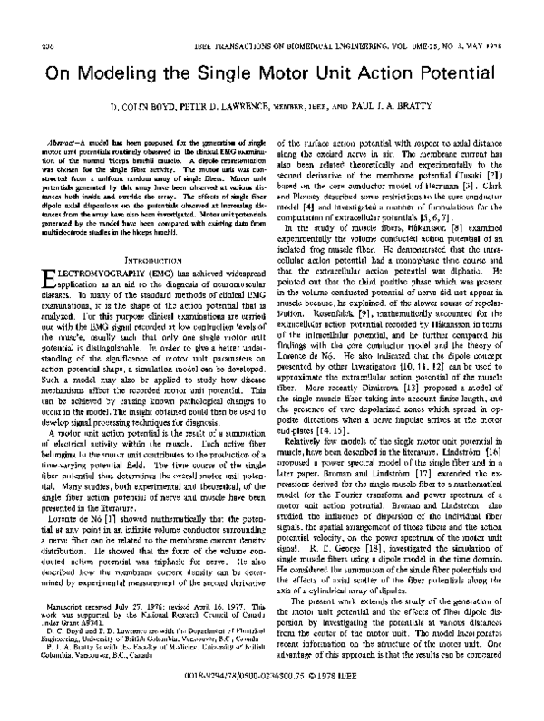 (PDF) On Modeling the Single Motor Unit Action Potential