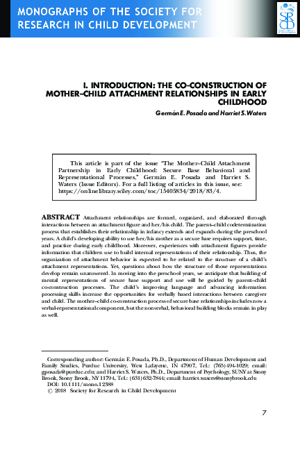 (PDF) I. Introduction: The Co‐Construction of Mother–Child Attachment ...