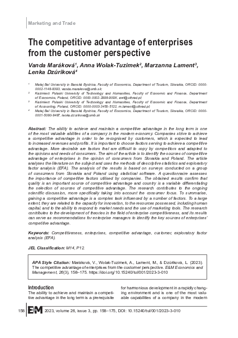 (PDF) The competitive advantage of enterprises from the customer ...