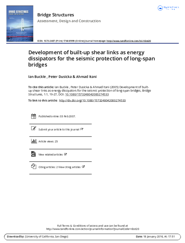 (PDF) Development of built-up shear links as energy dissipators for the ...