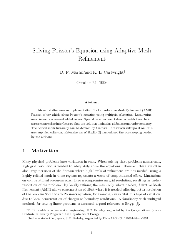 (PDF) Solving Poisson's equation using adaptive mesh refinement (PDF) Solving Poisson's equation using adaptive mesh refinement