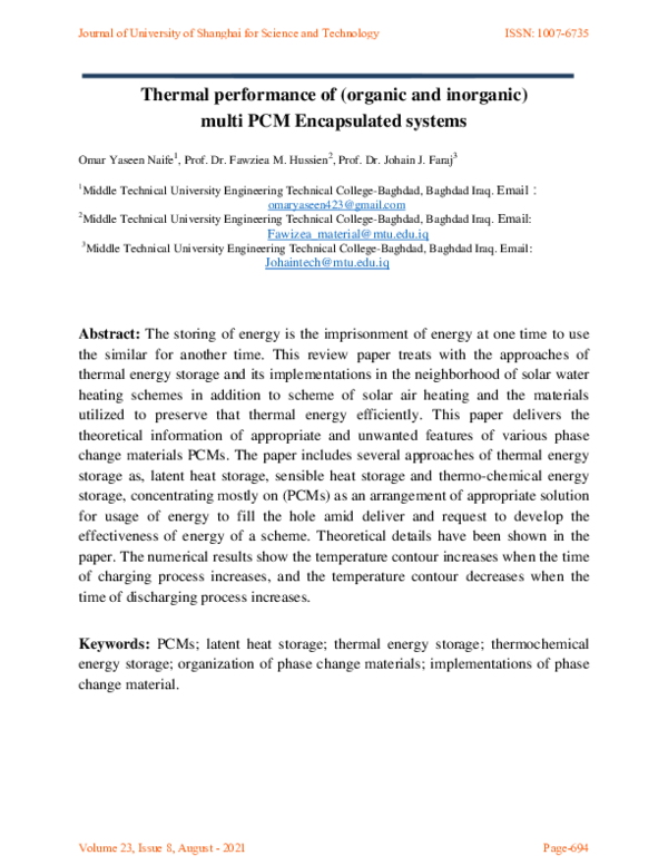 (PDF) Thermal performance of (organic and inorganic) multi PCM ...