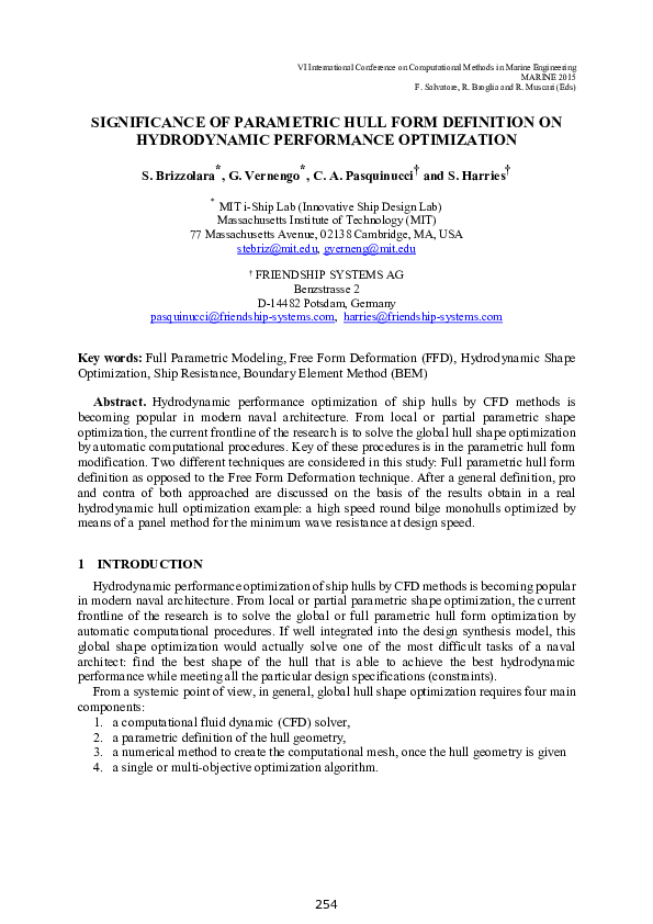 (PDF) Significance of parametric hull form definition on hydrodynamic performance optimization