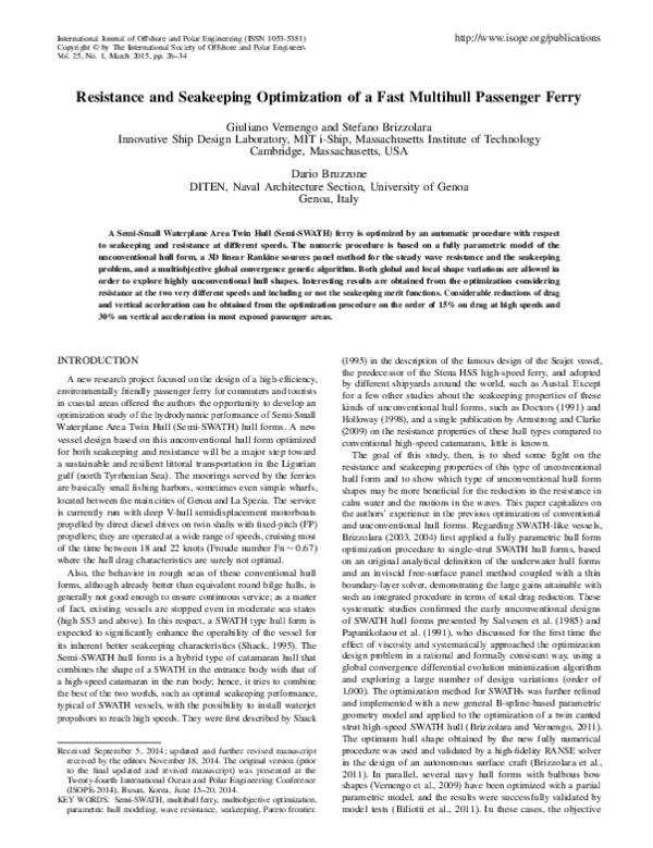 (PDF) Resistance and Seakeeping Optimization of a Fast Multihull ...