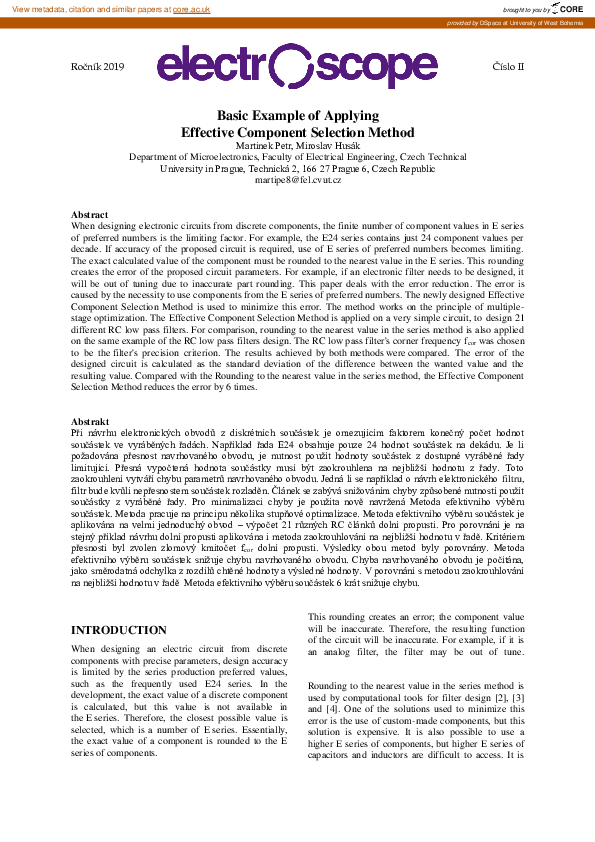 (PDF) Basic Example of Applying Effective Component Selection Method | Petr Martinek - Academia.edu