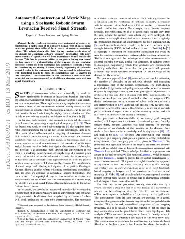 (PDF) Automated Construction of Metric Maps using a Stochastic Robotic ...