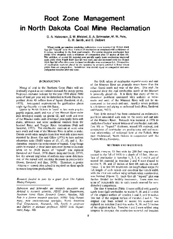 (PDF) Root Zone Management in North Dakota Coal Mine Reclamation