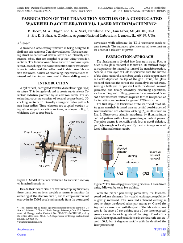 (PDF) Fabrication of the Transition Section of a Corrugated Wakefield ...