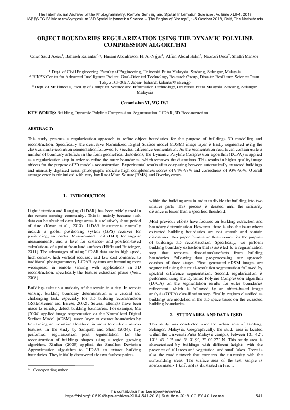 (PDF) Object Boundaries Regularization Using the Dynamic Polyline Compression Algorithm