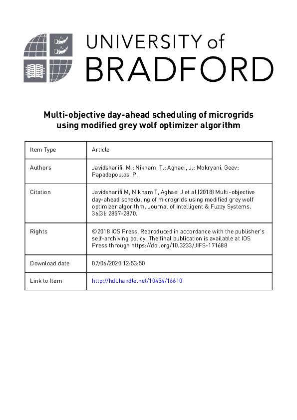 (PDF) Multi-objective day-ahead scheduling of microgrids using modified ...