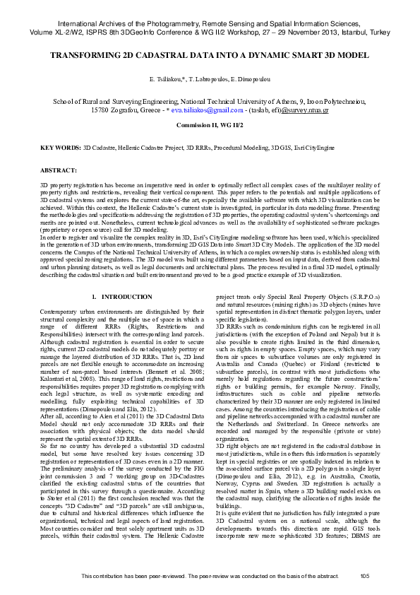(PDF) Transforming 2D Cadastral Data Into a Dynamic Smart 3D Model