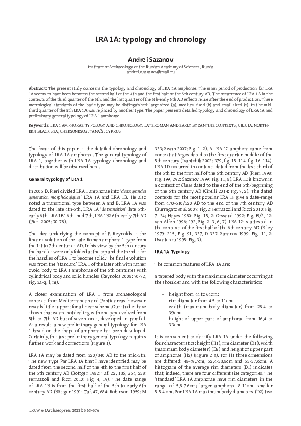 (PDF) LRA 1A: typology and chronology
