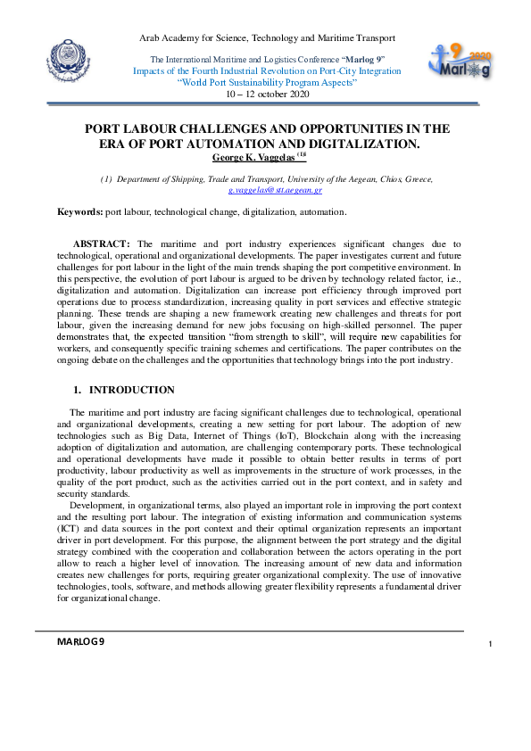 (PDF) Port Labour Challenges and Opportunities in the Era of Port ...