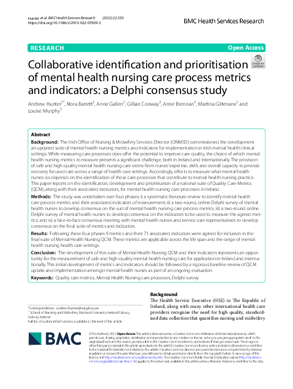 (PDF) Collaborative identification and prioritisation of mental health ...