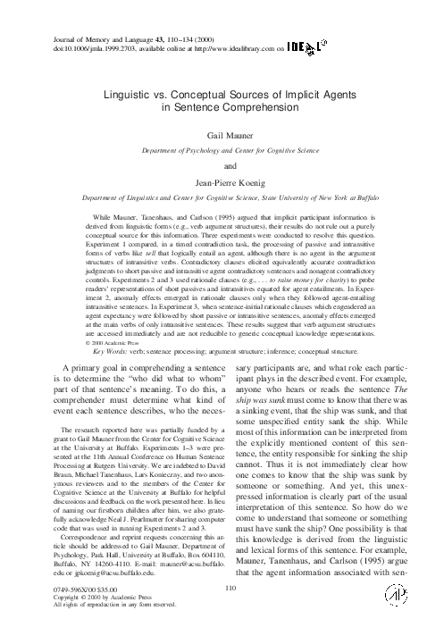 (PDF) Linguistic vs. Conceptual Sources of Implicit Agents in Sentence Comprehension