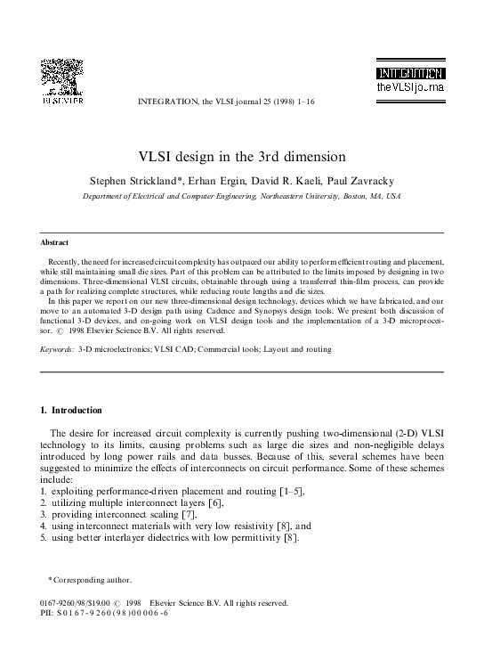 (PDF) VLSI design in the 3rd dimension