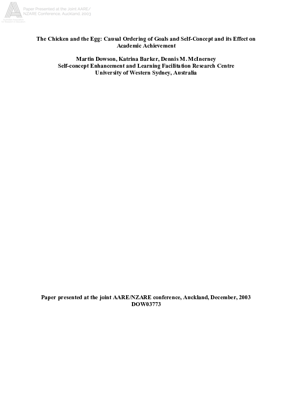 (PDF) The Chicken and the Egg : Causal Ordering of Goals and Self-Concept and its Effect on ...